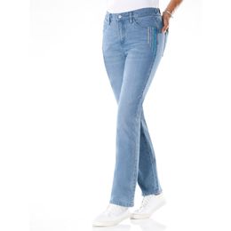Bequeme Jeans Classic Basics, Damen, Gr. 50, Normalgr&ouml;&szlig;en, blau, bleached, 81% Baumwolle, 17% Polyester, 2% Elasthan, unifarben, lang, Jeans Bequeme Jeans