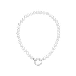 Collier Lady, wei&szlig;, Halsketten, Damen, 45, Perlen, L: 45, Collier