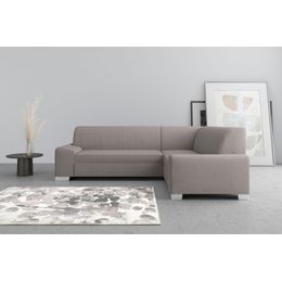 Ecksofa DOMO collection "Anzio in kubischer Formensprache, flache Armlehnen, L-Form", braun (schlamm), B:259cm H:85cm T:191cm, Sofas, Ecksofa, Wahlweise mit Bettfunktion und Federkern f&uuml;r hohen Sitzkomfort