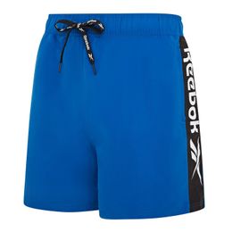 Badeshorts Reebok "Clayton", Herren, Gr. L, N-Gr, blau (vector blau), Microfaser, Polyester, unifarben, Badehosen Badeshorts, mit Kordelzug und elastischem Bund, mit Logo, schnell trocknend, basic