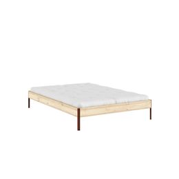Bettgestell Karup Design "CORE BED Bodenbett, Holzrahmen, Futonbett, Jugendbett, Holzbett", raw, terra rot, B:146cm H:34cm L:206cm, Betten, Bettgestell, Massivholzbett mit Lattenrost, Kiefer massiv, Doppelbett ohne Kopfteil
