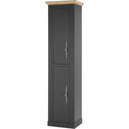 Stauraumschrank OTTO HOME "WESTMINSTER, Badschrank im Landhausstil, Schrank mit Metallgriffen", grau (grau dunkel), B:53cm H:203cm T:40cm, Schr&auml;nke, Stauraumschrank, in 2 Farben verf&uuml;gbar, mit Stauraum hinter Dreht&uuml;ren