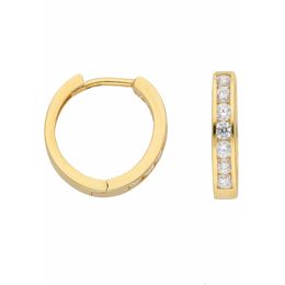 Adelia&acute;s Paar Creolen ADELIA&acute;S "333 Gold Ohrringe Creolen mit Zirkonia &Oslash; 13,6 mm", gold, Ohrringe, Damen, Gelbgold 333, Paar Creolen