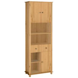 Hochschrank Home Affaire "Vili", beige (natur), B:60cm H:175,5cm T:30cm, Schr&auml;nke, Hochschrank, Badezimmerschrank, H&ouml;he 175 cm, 2 Schubladen, 3 T&uuml;ren, aus Massivholz