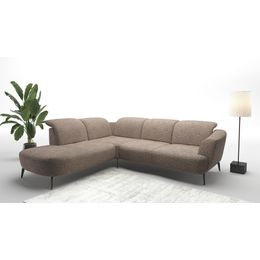 Sit & More Ecksofa SIT & MORE "Zoe", braun (cappuccino), B:300cm H:87cm T:267cm, 100% Polyester, Sofas, Ecksofa, ink.Sitztiefenverstellung, wahlweise mit Kopfteilverstellung