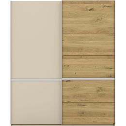 Schwebet&uuml;renschrank Musterring "Savona, Kleiderschrank, Schrank, Garderobe, mit Schiebet&uuml;ren", beige (braun), B:200cm H:236cm, Schr&auml;nke, Schwebet&uuml;renschrank, T&uuml;ren Bianco-Eiche massiv, Spiegel-/Glast&uuml;ren, eingelegte Chromleiste