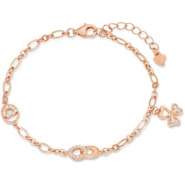 Armband Amor "Herz", rosa (silber, 925, ros&eacute;goldfarben, kristallwei&szlig;), Armb&auml;nder, Damen, 19cm, Silber 925 (Sterlingsilber), Armband, mit Zirkonia (synth.)