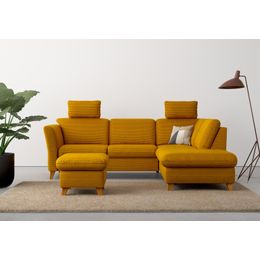 Ecksofa Home Affaire "Trelleborg L-Form", gelb (mustard), B:252cm H:86cm T:213cm, 100% Polyester, Sofas, Ecksofa, wahlweise mit Bettfunktion und Bettkasten, inkl. Federkern-Polsterung