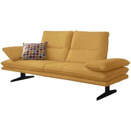 2,5-Sitzer W.Schillig "broadway, Designsofa mit tollem Sitzkomfort", gelb (kurkuma z69), B:236cm H:94cm T:96cm, Longlife Xtra-Leder Z69: Das feinnarbige, gedeckte Softleder Z69 besticht durch seine au&szlig;ergew&ouml;hnliche Weichheit im trendigen &raquo;Vintage-Look&laquo;, Hautst&auml;rke 0, 9 - 1, 1 mm, Sofas, 2 5-Sitzer, Sitztiefenverstellung, Kopfteil- & Seitenteilverstellung, Breite 216cm