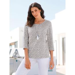 Print-Shirt Inspirationen "Shirt", Damen, Gr. 38, grau (wei&szlig;, grau, bedruckt), 50% Baumwolle, 50% Modal, bedruckt, gemustert, mehrfarbig, Rundhals, Shirts Print-Shirt