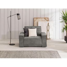 Sessel Home Affaire "SHERWOOD, Love-Seat in 3 Stoffarten verf&uuml;gbar", grau (dunkelgrau), B:120cm H:85cm T:86cm, 100% Polyester, Sessel, Sessel, passend zur Polster-Serie SHERWOOD