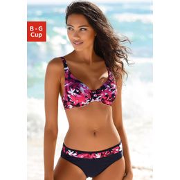 B&uuml;gel-Bikini Petite Fleur, Damen, Gr. 36, Cup D, lila (beere, bedruckt), Polyamid, gebl&uuml;mt, Bikini-Sets B&uuml;gel-Bikini, mit floralem Druck