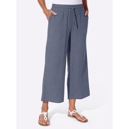 Culotte Casual Looks, Damen, Gr. 44, Normalgr&ouml;&szlig;en, rauchblau, 100% Baumwolle, unifarben, 7/8-L&auml;nge, Hosen Culotte