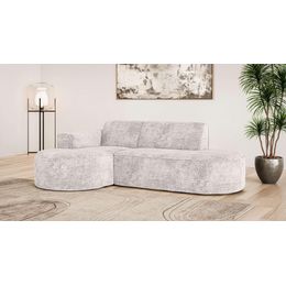 Ecksofa OTTO HOME "ADELLA Design-Sofa mit Recamiere rechts/links, 248/159/76 cm", beige (hellbeige), B:248cm H:76cm T:159cm, 100% Polyester, Sofas, Ecksofa, L-Form mit Wellenunterfederung, runde Form, auch in Cord