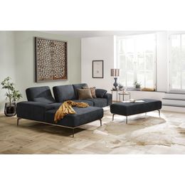 Ecksofa W.Schillig "run, Designsofa mit tollem Sitzkomfort, L-Form", schwarz (nachtschwarz z73), B:299cm H:88cm T:178cm, Longlife Xtra-Leder Z73: Naturwalkleder der Luxusklasse aus den erlesensten Rohh&auml;uten. Hautst&auml;rke 1, 1 &ndash; 1, 3 mm;ROHLEDER Jacquard-Flachgewebe Q2 W60 (63% Polyester, 37% Polyacryl);ROHLEDER Chenille-Flachgewebe Q2 W77 (68% Polyacryl, 32% Polyester);Stoff S37 (100% Polyester), So
