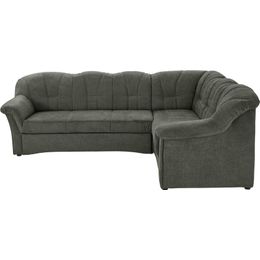 Ecksofa DOMO collection "Papenburg B/T/H: 242/190/84 cm L-Form", gr&uuml;n (dunkelgr&uuml;n), B:242cm H:84cm T:190cm, Struktur ( 90% Polyester, 10% Polyacryl);Microfaser PRIMABELLE (100% Polyester);Kunstleder SOFTLUX;Luxus-Microfaser (100% Polyester), Sofas, Ecksofa, wahlweise mit Bettfunktion, Langer Schenkel links oder rechts