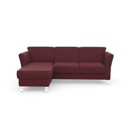 Sit & More Ecksofa SIT & MORE "Visby L-Form", rot (bordeaux), B:248cm H:87cm T:162cm, Sofas, Ecksofa, wahlweise mit Bettfunktion und Bettkasten, frei im Raum stellbar