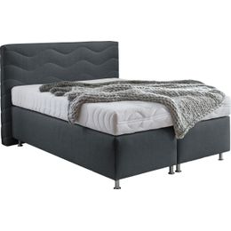 Boxspringbett "Sigma", grau (charcoal), B:155cm L:210cm, Bezug Bett: Microvelours (100% Polyester) oder Feinstruktur (100% Polyester);Bezug Bonnell-Federkernmatratze: 100% Polyester;Bezug Kaltschaummatratze: 100% Polyester;Bezug Tonnentaschenfederkernmatratze: 80% Baumwolle, 20%Polyester, Westfalia Schlafkomfort, Komplettbetten, Boxspringbett