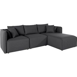 Ecksofa OTTO HOME "N&ouml;re L-Form", grau (dunkelgrau), B:262cm H:74cm T:172cm, Samtoptik (100% Polyester);Struktur (100% Polypropylene);Webstoff (100% Polyester);Struktur fein (100% Polyester);Luxus-Microfaser Lederoptik (100% Polyester);Baumwoll-/Leinenmix (60% Baumwolle/40% Leinen), Sofas, Ecksofa, 3 Teile, in vielen Bezugsqualit&auml;ten und Farben. Modulteile s. "N&ouml;re"