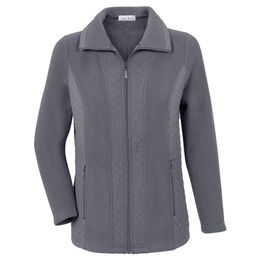 Fleecejacke Casual Looks, Damen, Gr. 38, grau (grau, meliert), 100% Polyester, meliert, unifarben, figurumspielend, Jacken Fleecejacke