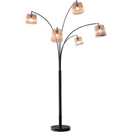 Salesfever Stehlampe "Karlis", schwarz (schwarz, kupferfarben), 5, H: 213cm, 1 Stk., Leuchten, 5 bewegliche Arme, Dimmschalter, echter Marmorfu&szlig;, Stehlampe