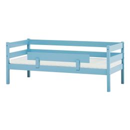Einzelbett Hoppekids "ECO Comfort Kinderbett, Kiefer Massivholz, Jugendbett inkl. Rollrost", blau (traum blau), B:76cm H:65cm L:166cm, Kiefer massiv, Betten, Einzelbett, 70x160 cm, wahlweise in verschieden Farben/ Matratze/ Absturzsicherung
