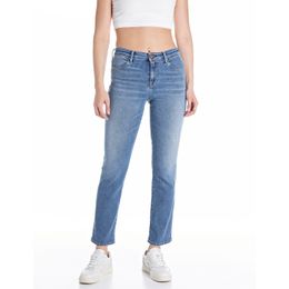 Straight-Jeans Replay "ZOLIE", Damen, Gr. 27, L&auml;nge 30, medium blau 835, Denim/Jeans, Obermaterial: 83% Baumwolle, 10% Modal, 4% Elastomultiester, 3% Elasthan, straight fit lang, Jeans Straight-Jeans