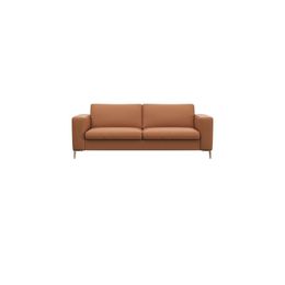2,5-Sitzer FLEXLUX "Fiore, super Sitzkomfort durch Kaltschaum", braun (modern cogna), B:196cm H:85cm T:92cm, 100% Echteder, Sofas, 2 5-Sitzer, breite Armlehnen, F&uuml;&szlig;e Alu+ Eiche