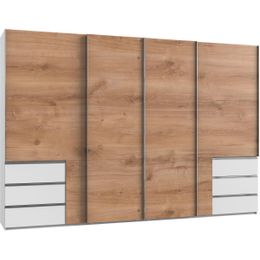 Schwebet&uuml;renschrank wimex "Level by fresh to go", wei&szlig; (wei&szlig;, plankeneichefarben), B:350cm H:236cm T:65cm, Schr&auml;nke, Schwebet&uuml;renschrank, mit Synchron&ouml;ffnung