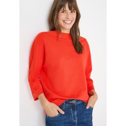 Fledermausshirt Cecil, Damen, Gr. L (42), pumkin orange, Jersey, Obermaterial: 48% Baumwolle, 48% Modal, 4% Elasthan, unifarben, bequem h&uuml;ftbedeckend, U-Boot-Ausschnitt, Shirts Fledermausshirt, mit Tape und 3/4 &Auml;rmel