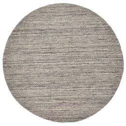 Wollteppich Theko "Pure UNI", grau, H:14mm &Oslash;:150cm, Schurwolle, Teppiche, Wollteppich, Handwebteppich, meliert, reine Wolle, handgewebt