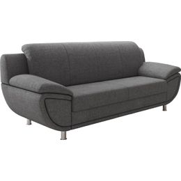 3-Sitzer Trendmanufaktur "Rondo II zeitlos und bequem", grau (hellgrau), B:207cm H:85cm T:94cm, Struktur ( 100% Polyester), Sofas, 3-Sitzer, wahlweise mit komfortablem Federkern, mit extra breiten Armlehnen
