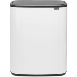 M&uuml;lleimer Brabantia "Bo Touch Bin, 2 x 30L", wei&szlig;, B:54,5cm H:65,6cm T:31,2cm &Oslash;:54,5cm, Kunststoff, Metall, M&uuml;lleimer, M&uuml;lleimer, Soft-Touch-&Ouml;ffnungssystem