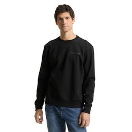 Sweatshirt Tom Tailor, Herren, Gr. S, schwarz, Sweatware, Obermaterial: 70% Baumwolle, 30% Polyester, unifarben, regular fit normal, Rundhals, Rippb&uuml;ndchen, Sweatshirts Sweatshirt, mit Logo Stickerei