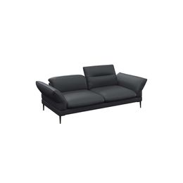 2,5-Sitzer FLEXLUX "Salino, Funktionssofa, Relaxsofa", schwarz (deep schwarz), B:215cm H:88cm T:105cm, 100% Echtleder, Sofas, 2 5-Sitzer, Sofa mit Arm- und Kopfteil-Verstellungen, Kaltschaum & Stahl-Wellen