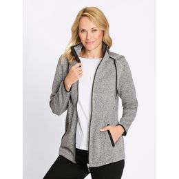 Langjacke Classic Basics, Damen, Gr. 52, hellgrau, schwarz, meliert, 100% Polyester, Jacken Langjacke