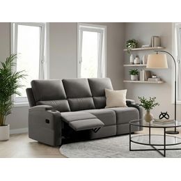 3-Sitzer OTTO HOME "Napori", grau, B:207cm H:105cm T:94cm, Polyester 40% / Polyurethane 60%, Sofas, 3-Sitzer, Kinosofa mit 2 x Relaxfunktion und Getr&auml;nkehalter