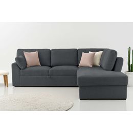Ecksofa Home Affaire "Citry", grau (anthrazit), B:242cm H:88cm T:224cm, 100% polyester, Sofas, Ecksofa, Breite 242 cm, Chenille, Bettfunktion, Bettkasten, L-Form