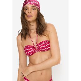 Bandeau-Bikini-Top LSCN BY LASCANA "Echo", Damen, Gr. 38, Cup C/D, pink waves, Recycling-Polyamid, bedruckt, Bikini-Oberteile Bandeau-Bikini-Top, mit trendigem Alloverprint