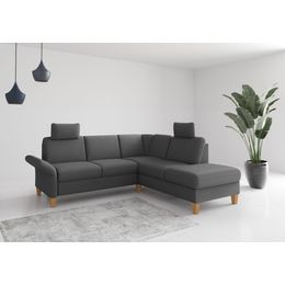 Ecksofa Home Affaire "Rochelle, L-Form", grau (dunkelgrau), B:240cm H:90cm T:216cm, 95% Polyester 5% Polyamid, Sofas, Ecksofa, wahlweise mit Armteilverstellung, Bettfunktion und Bettkasten
