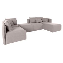 Wohnlandschaft OTTO HOME "N&ouml;re U-Form", grau (hellgrau), B:340cm H:74cm T:172cm, Struktur fein (100% Polyester);Struktur (100% Polypropylene);Webstoff (100% Polyester);Samtoptik (100% Polyester);Luxus-Microfaser Lederoptik (100% Polyester);Baumwoll-/Leinenmix (60% Baumwolle/40% Leinen), Sofas, Wohnlandschaft, 5 Teile, in vielen Bezugsqualit&auml;ten und Farben s. auch "N&ouml;re"