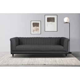 3-Sitzer Home Affaire "Chamby", grau (dunkelgrau), B:210cm H:71cm T:85cm, 100% Polyester;Samtoptik (100% Polyester), Scheuertouren >100.000, Pilling: 5, Sofas, 3-Sitzer, mit Holzrahmen unten und Steppung im Lehnenbereich