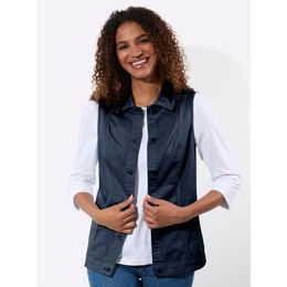 Kurzweste Casual Looks, Damen, Gr. 48, dunkelblau, 97% Baumwolle, 3% Elasthan, unifarben, Westen Kurzweste
