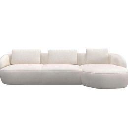 Wohnlandschaft FLEXLUX "Torino, rund, L-Form, Sofa-Ecke mit Recamiere, Longchair-Sofa", beige (vanilla cream), B:307cm H:85cm T:146cm, 100% Polyester, Sofas, Wohnlandschaft, Modernes, organisches Sofa-Design, Kaltschaum, Wellenunterfederung