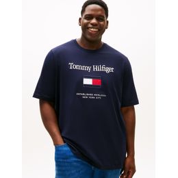 Tommy Hilfiger Big & Tall T-Shirt "BT-TOMMY EMBRO FLAG", Herren, Gr. 4XL, desert sky, Single Jersey, Obermaterial: 100% Baumwolle, TOMMY HILFIGER BIG & TALL, Rundhals, Shirts T-Shirt, Gro&szlig;e Gr&ouml;&szlig;en