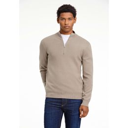 Troyer LINDBERGH, Herren, Gr. L, mid braun, Strick, Obermaterial: 52% Viskose, 26% Polyester, 22% Polyamid, unifarben, relaxed fit h&uuml;ftbedeckend, Rundhals, B&uuml;ndchen, Pullover Troyer, aus Viskose und mit Stehkragen
