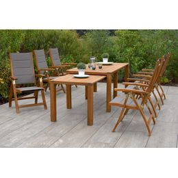 Garten-Essgruppe Merxx "Acapulco", beige (natur, grau), Polyester, Massivholz, Polyester, Sitzm&ouml;bel-Sets, Garten-Essgruppe
