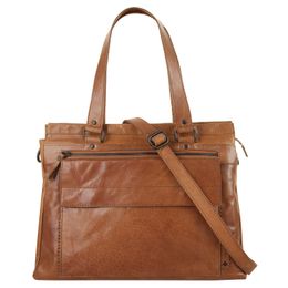 SPIKES & SPARROW Shopper SPIKES & SPARROW "LAPTOP SHOULDERBAG", Damen, Gr. B/H/T: 39cm x 28cm x 9cm onesize, braun (cognac), Leder, unifarben, Taschen Shopper, echt Leder