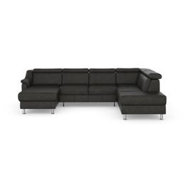 Sit & More Wohnlandschaft SIT & MORE "Freetown U-Form", grau (anthrazit), B:315cm H:84cm T:216cm, Sofas, Wohnlandschaft, Kopfteilverstellung und Federkern, wahlweise mit Bettfunktion