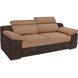 Sit & More 3-Sitzer SIT & MORE "Xenia", braun (dunkelbraun, braun), B:200cm H:94cm T:96cm, Struktur (100% Polyester);Kunstleder SOFTLUX;Flachgewebe (100% Polyester), Sofas, 3-Sitzer